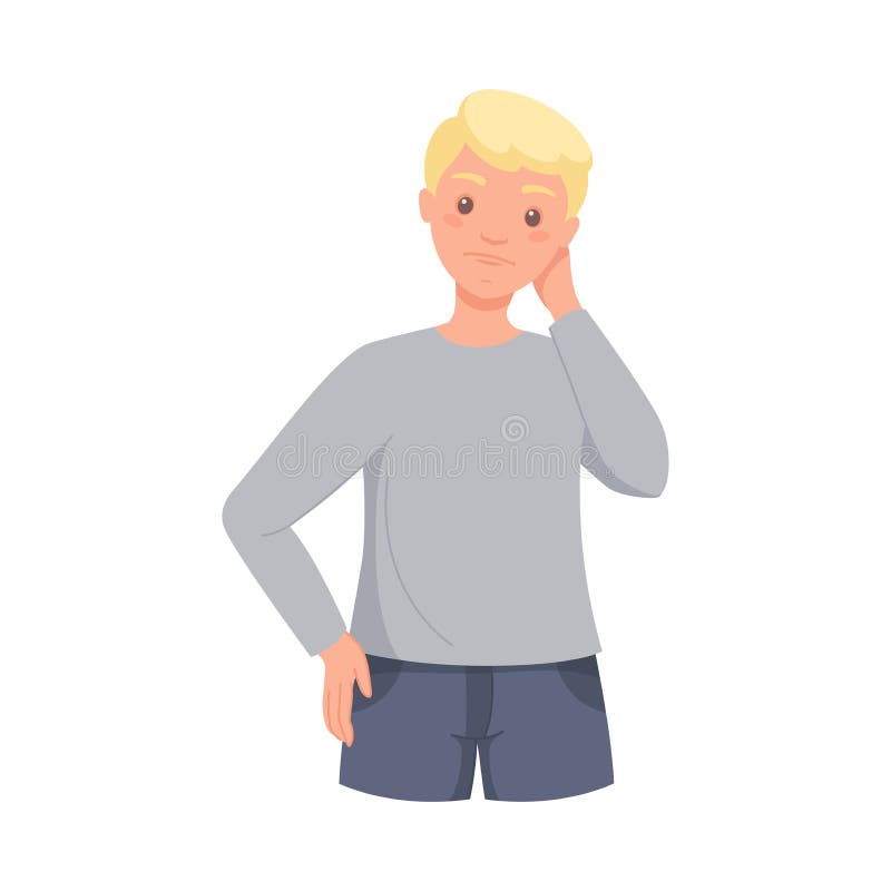 Pensive Man Character Scratching Head Thinking and Considering ...