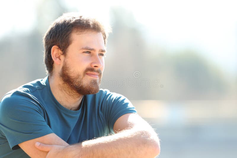Pensive Man Contemplating Views Outdoors Stock Photo - Image of looking ...