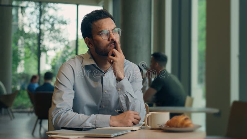 Pensive Man Indian Arabian Businessman Male Freelancer Worker ...