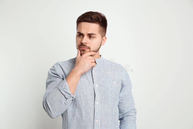 Pensive Man on Background. Thinking about Answer for Question Stock ...