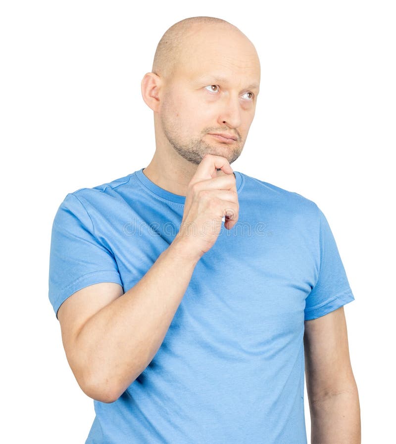 Pensive Man Stroking Chin while Thinking Deeply about Solution for ...