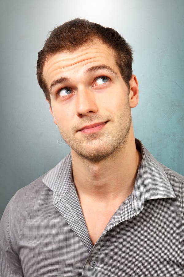One Pensive Young Man with Expressive Eyes Stock Photo - Image of ...