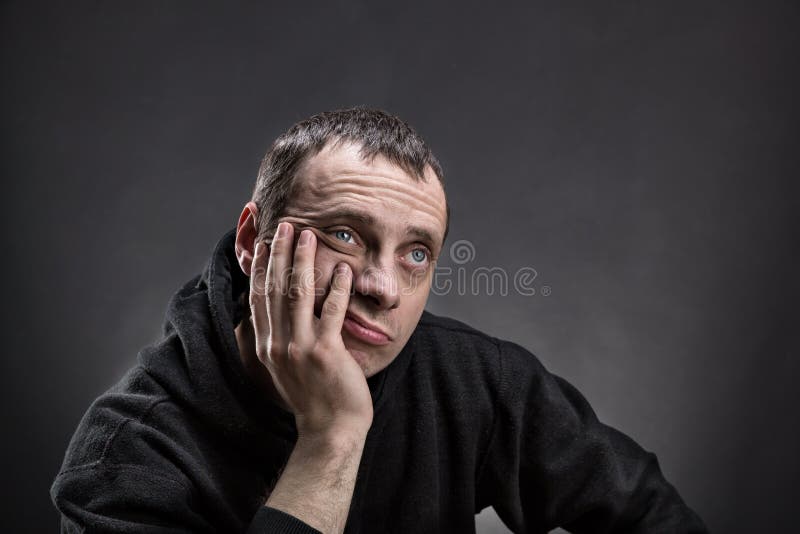 Pensive man thinking stock image. Image of closeup, stress - 52623527