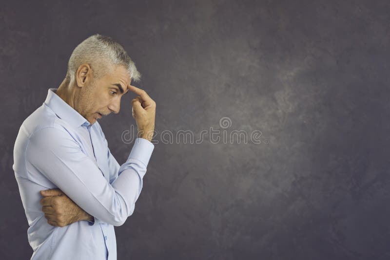 Pensive Middle-aged Man Think of Problem Solution Stock Image - Image ...