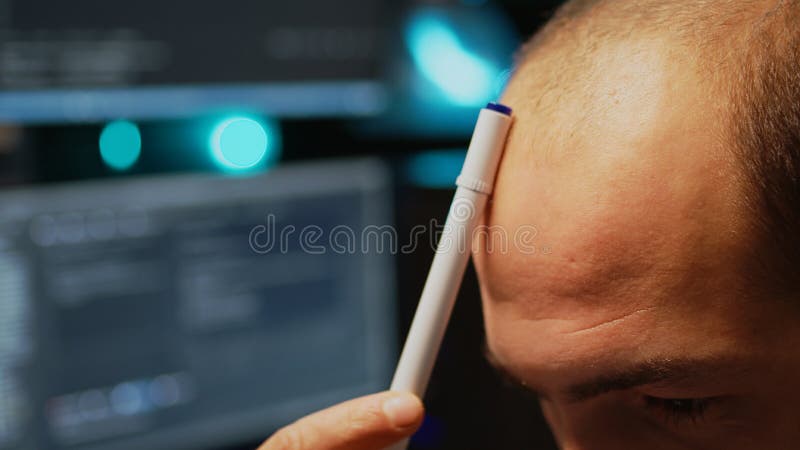 Pensive Programmer Brainstorming Ideas To Create User Interface Stock ... Pensive Programmer Brainstorming Ideas To Create User Interface Stock ...