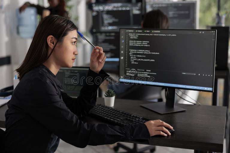 Pensive Programmer Thinking at Ideas Trying To Write Code Stock Photo ...