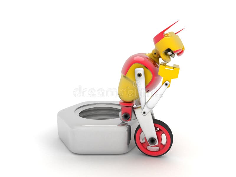 Pensive Robot Sitting on the Nut Stock Illustration - Illustration of ...