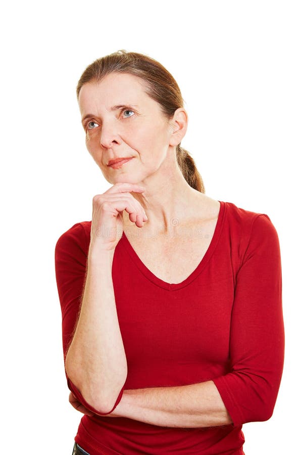 Pensive Senior Woman Thinking Stock Image - Image of people, pensive ...