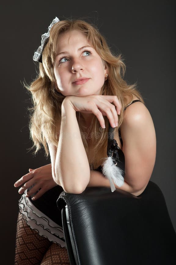 Pensive servant stock image. Image of pretty, human, hand - 12518159