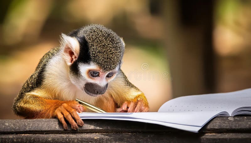 Pensive Squirrel Monkey Amidst Lush Greenery, Deep in Thought ...