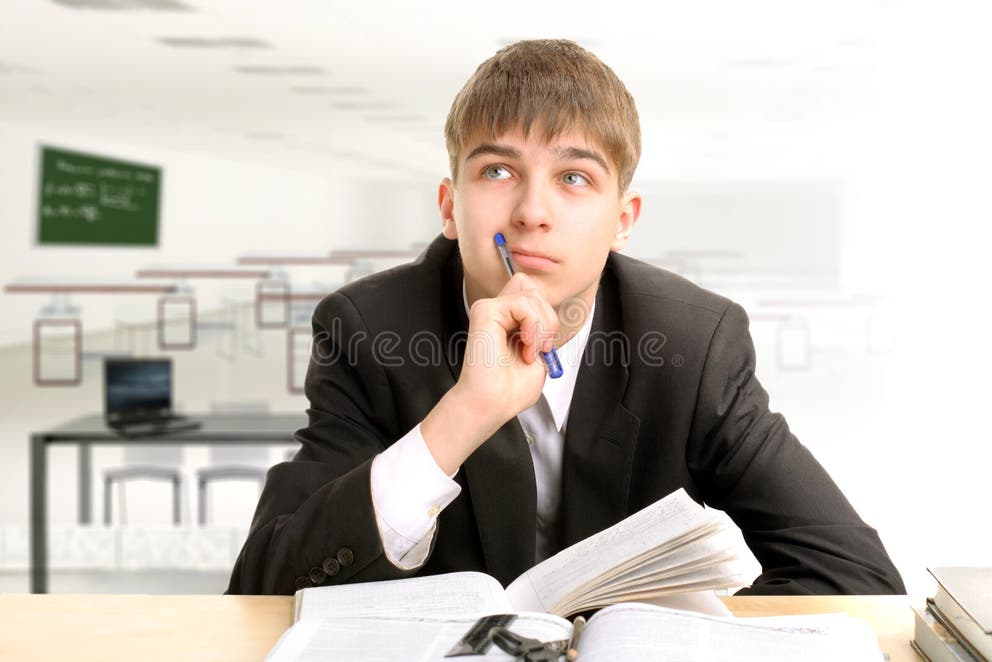 Pensive student stock image. Image of learning, homework - 19129315