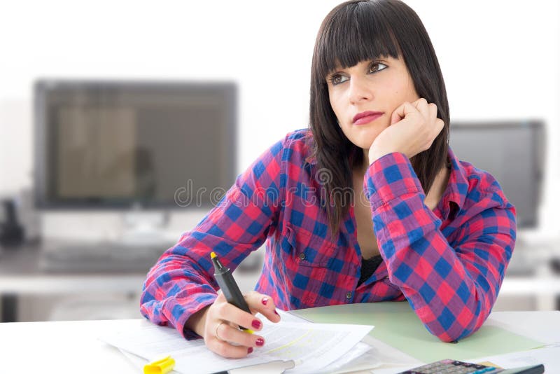 Pensive Student in the Classroom Stock Image - Image of brainstorming ...