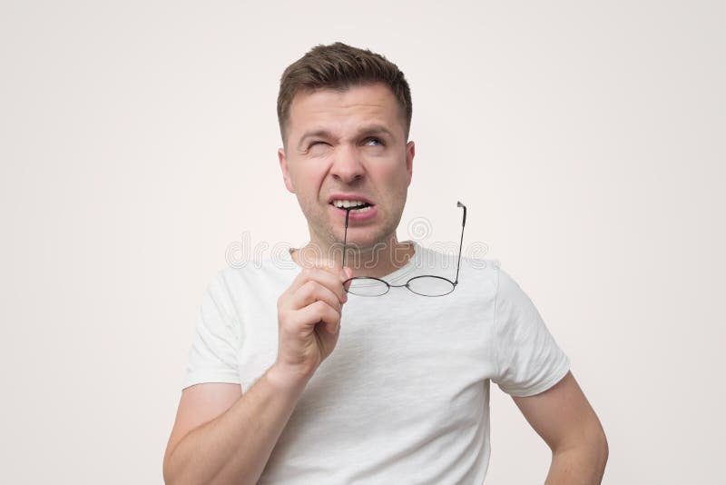 Pensive Student with Spectacles Has Clever Expression, Looks ...