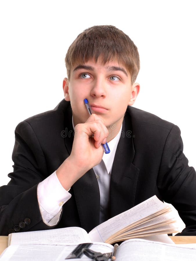 Pensive Student stock photo. Image of table, serious - 56484402