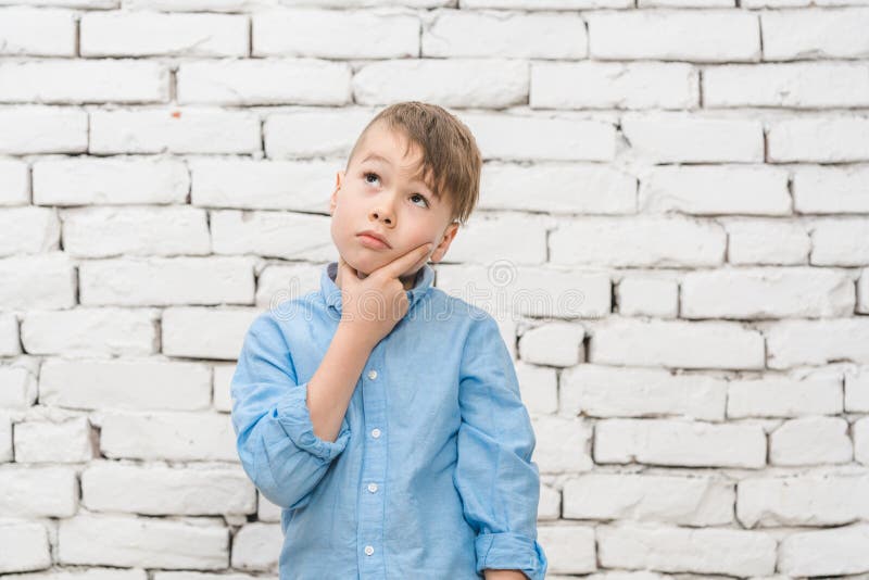 Pensive Student Thinking Hard Stock Photo - Image of cute, pupil: 124784342
