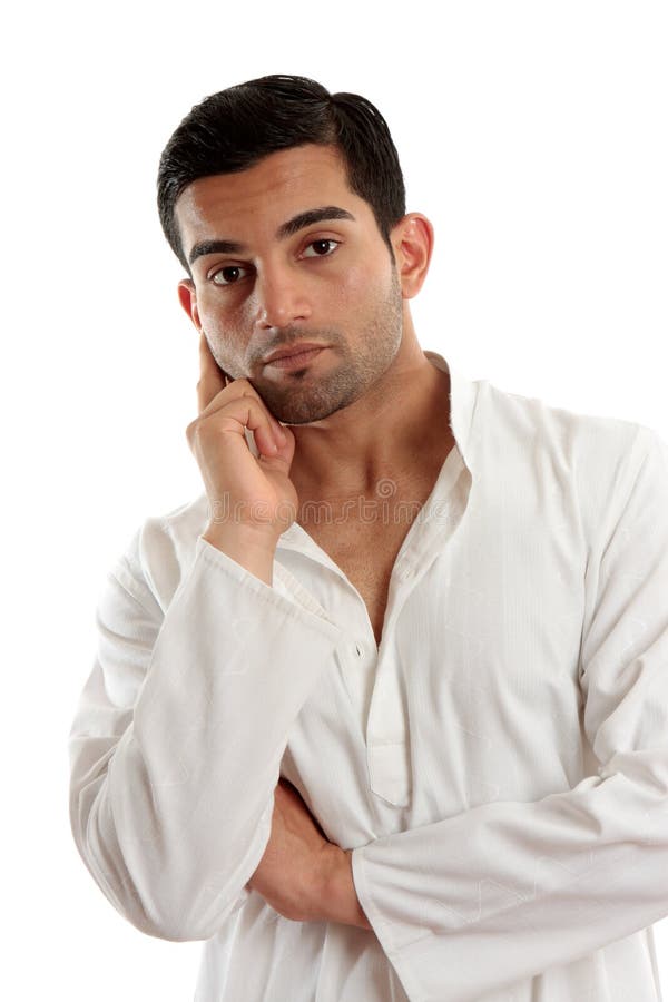 Pensive thinking man stock photo. Image of male, ethnic - 17318804