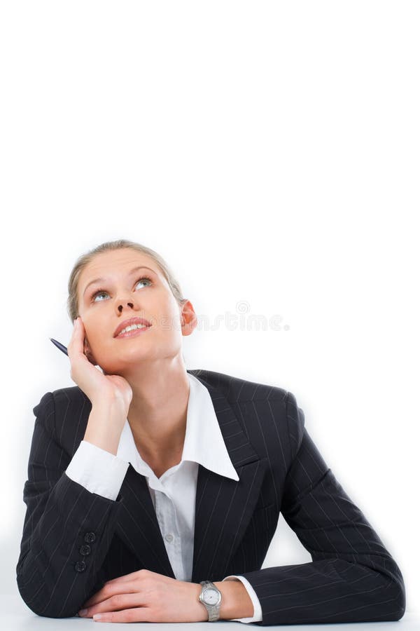 Pensive look stock photo. Image of documents, businesswoman - 27381708