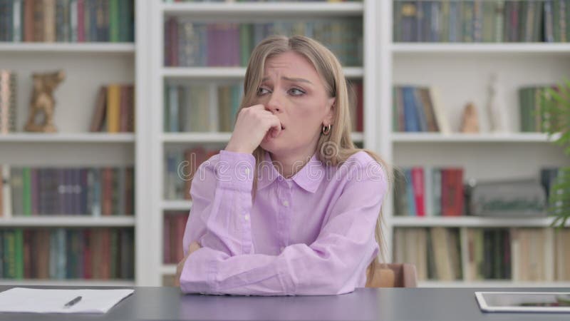 Pensive Woman Thinking while Sitting in Office Stock Image - Image of ...