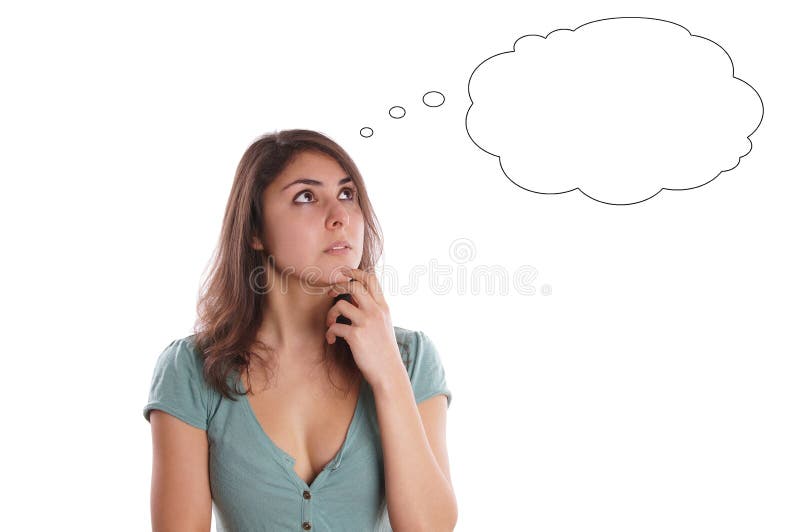 Woman thinking stock photo. Image of message, concept - 13772124