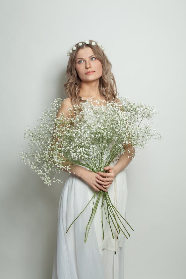 Pensive Woman in White Dress Portrait Stock Photo - Image of bride ... Pensive Woman in White Dress Portrait Stock Photo - Image of bride ...