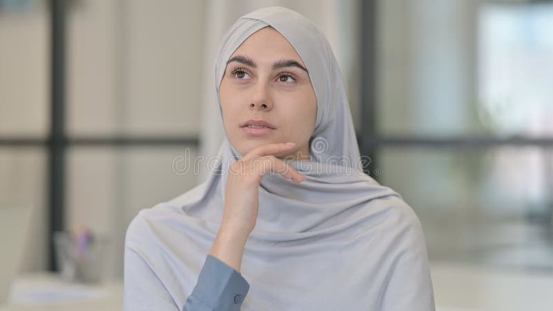Pensive Young Arab Woman Thinking Stock Photo - Image of females ...