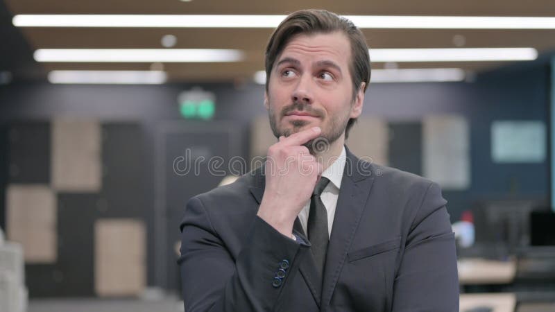 Pensive Businessman Thinking New Plan for Work Stock Photo - Image of ...