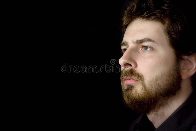 One Pensive Young Man with Expressive Eyes Stock Photo - Image of ...