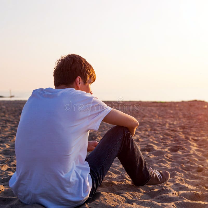 Pensive Young Man stock image. Image of single, think - 145494777