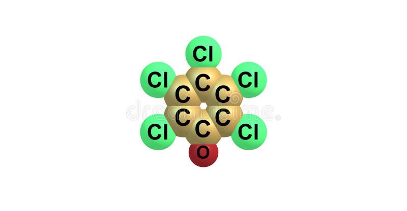 Pentachlorophenol Molecular Structure Isolated on Black Stock ...
