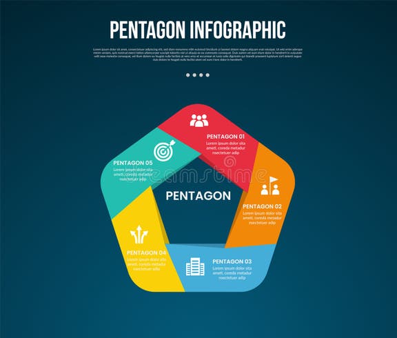 Pentagon Base Shape Template Infographic with Creative 3d Slice ...