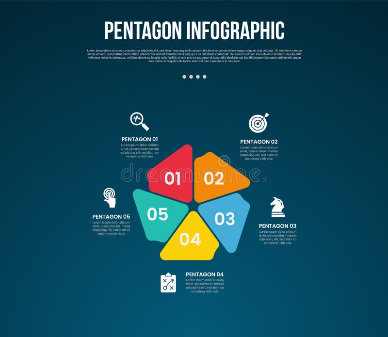 Pentagon Base Shape Template Infographic with Creative Slice Cut ...