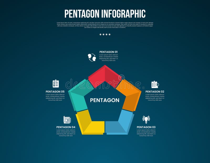 Pentagon Base Shape Template Infographic with 3d Shape with Dark Edge ...