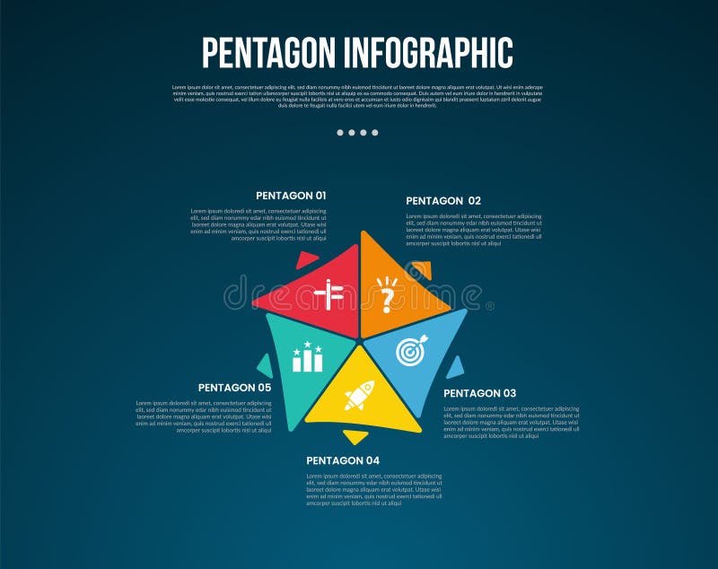 Pentagon Base Shape Template Infographic with Piechart Distance with ...