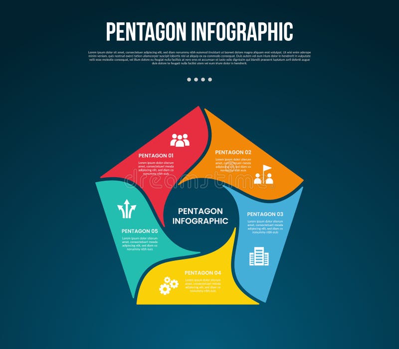 Pentagon Base Shape Template Infographic with Swirl Fluid Slice ...