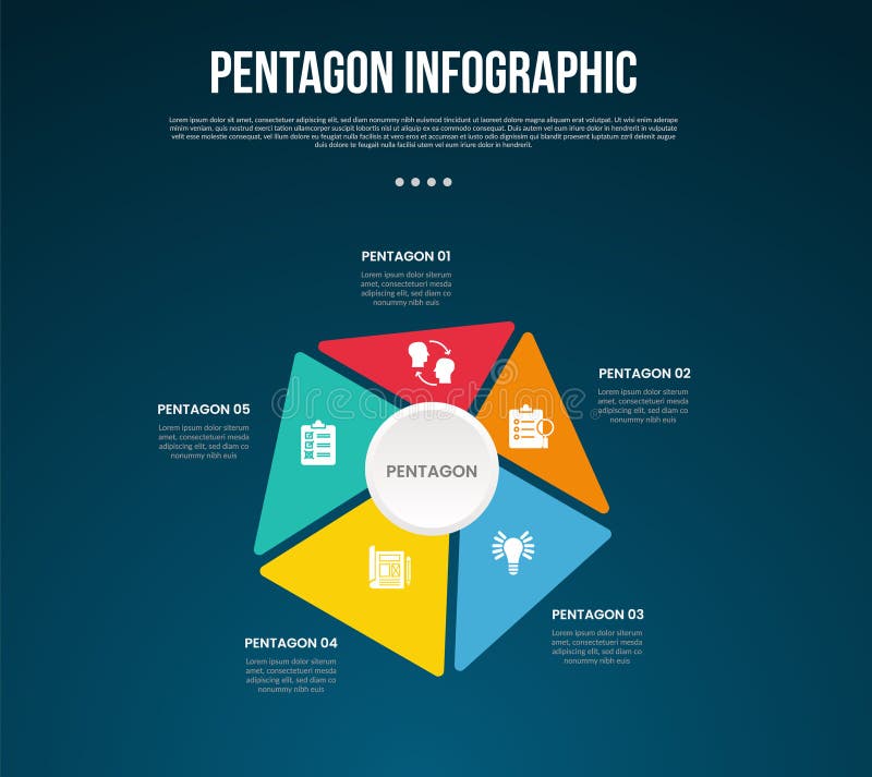Pentagon Base Shape Template Infographic with Unbalance Pentagon Shape ...
