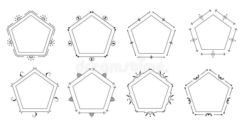 Pentagon Decor Glyph Frame Border Text Vector Set Stock Vector ...
