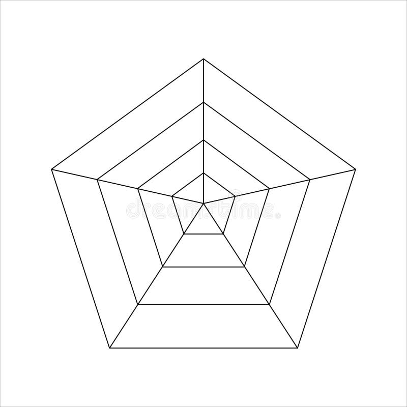 Pentagon Diagram Divided on Equal Segments. Statistics or Analytics ...