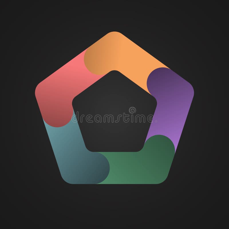 Pentagon Divided into Five Colored Parts. Template for Infographics ...
