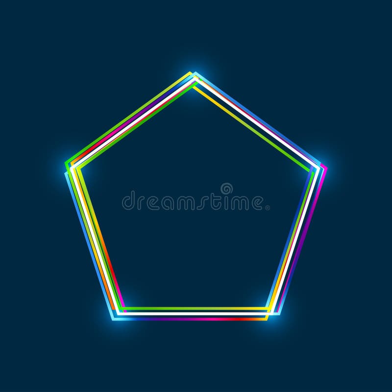Pentagon Frame with Colorful Multi-layered Outline and Glowing Light ...