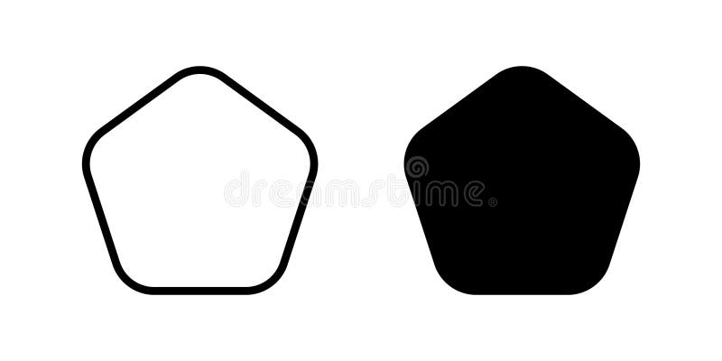 Pentagon Frame and Shape Icons. Geometric Figures with 5 Rounded ...