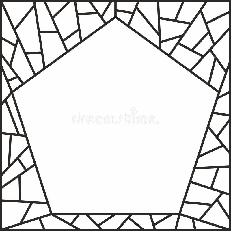 Pentagon Frame Template Isolated on White Background. Vector ...