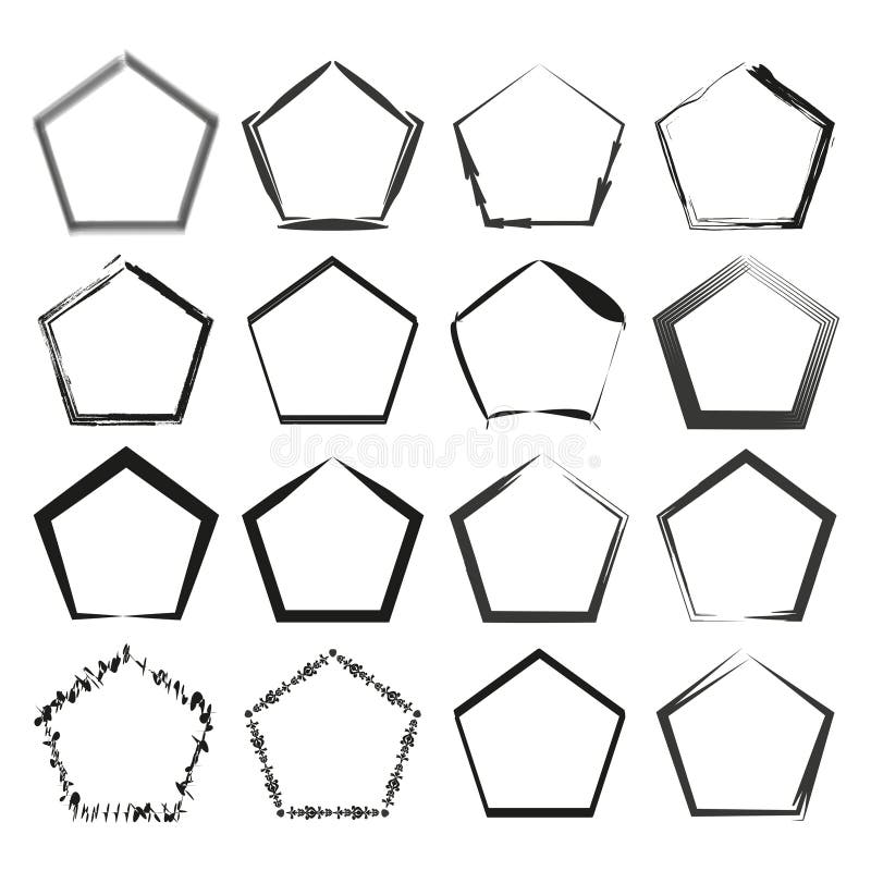 Pentagon Frame Vector. Abstract Geometric Borders. Artistic Pentagon ...