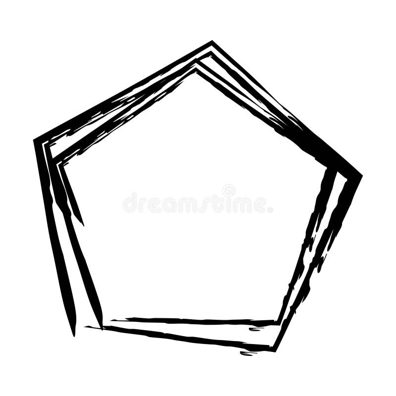 Pentagon Grunge Texture Element Frame Border Shape Icon for Decorative ...