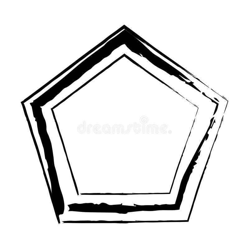 Pentagon Grunge Texture Element Frame Border Shape Icon for Decorative ...