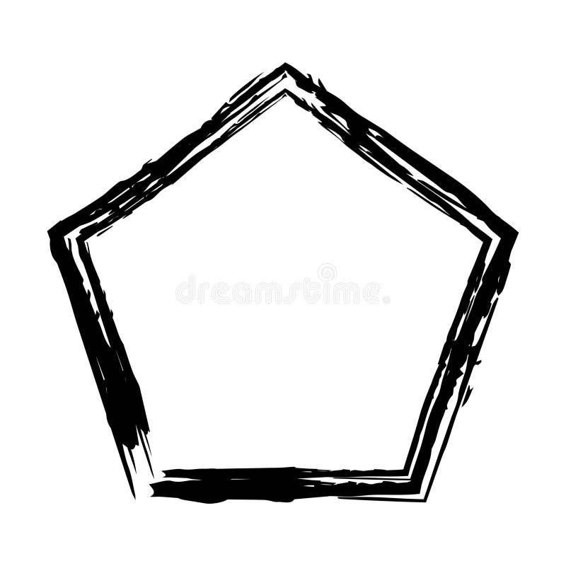 Pentagon Grunge Texture Element Frame Border Shape Icon for Decorative ...