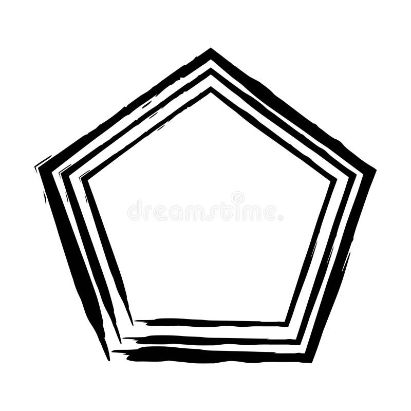 Pentagon Grunge Texture Element Frame Border Shape Icon for Decorative ...