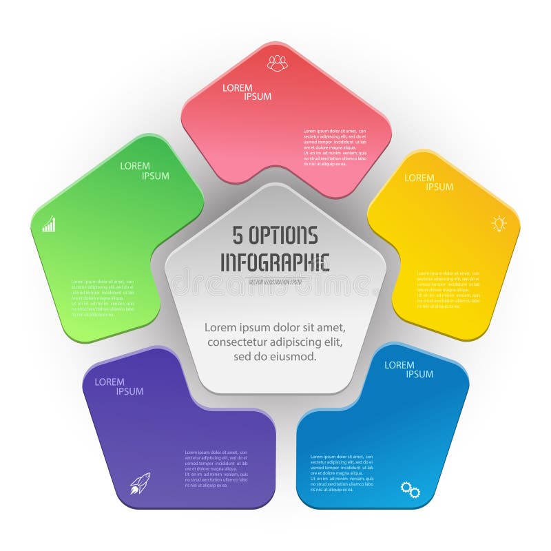 Pentagon Infographic. the Triangle Diagram is Divided into 5 Parts ...