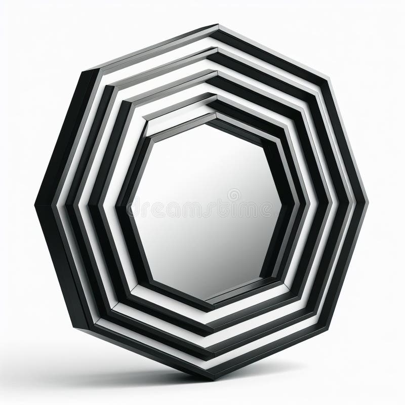 Pentagon Mirror with a Geometric Black Frame and Angular Edgs F Stock ...