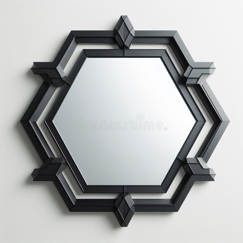 Pentagon Mirror with a Geometric Black Frame and Angular Edgs F Stock ...