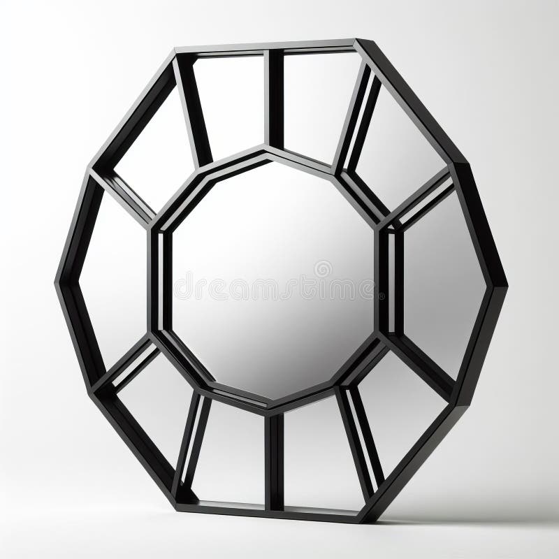 Pentagon Mirror with a Geometric Black Frame and Angular Edgs F Stock ...